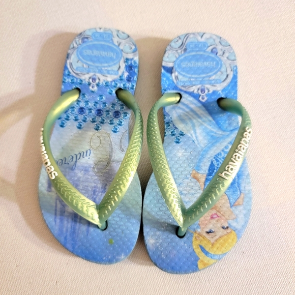 Shoes | Havaianas Blue Cinderella Flip Flops 4c | Poshmark